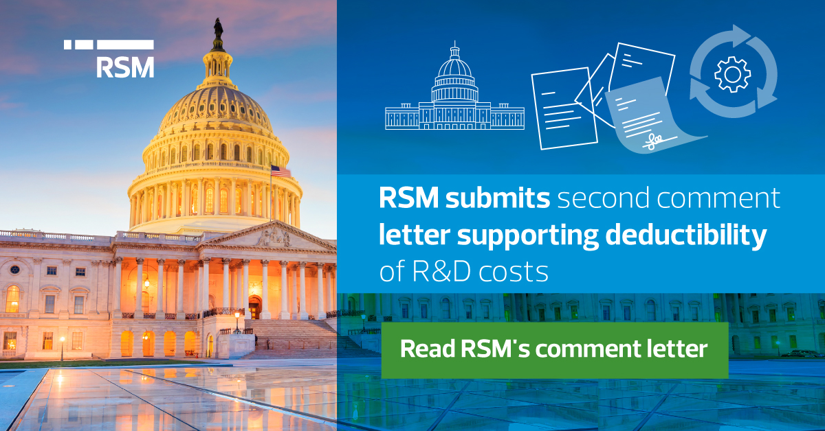 RSM submits second comment letter supporting deductibility of R&D costs
